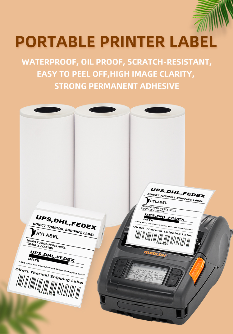 Portable Label Printer Compatible 70 Labels 75mm x100mm Direct Thermal ...